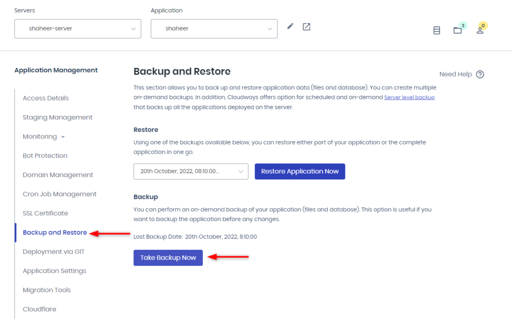 Cloudways enables easy configuration of backups at server or ...