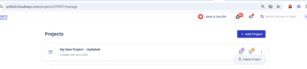 How to Create, Edit, and Delete Cloudways Projects?