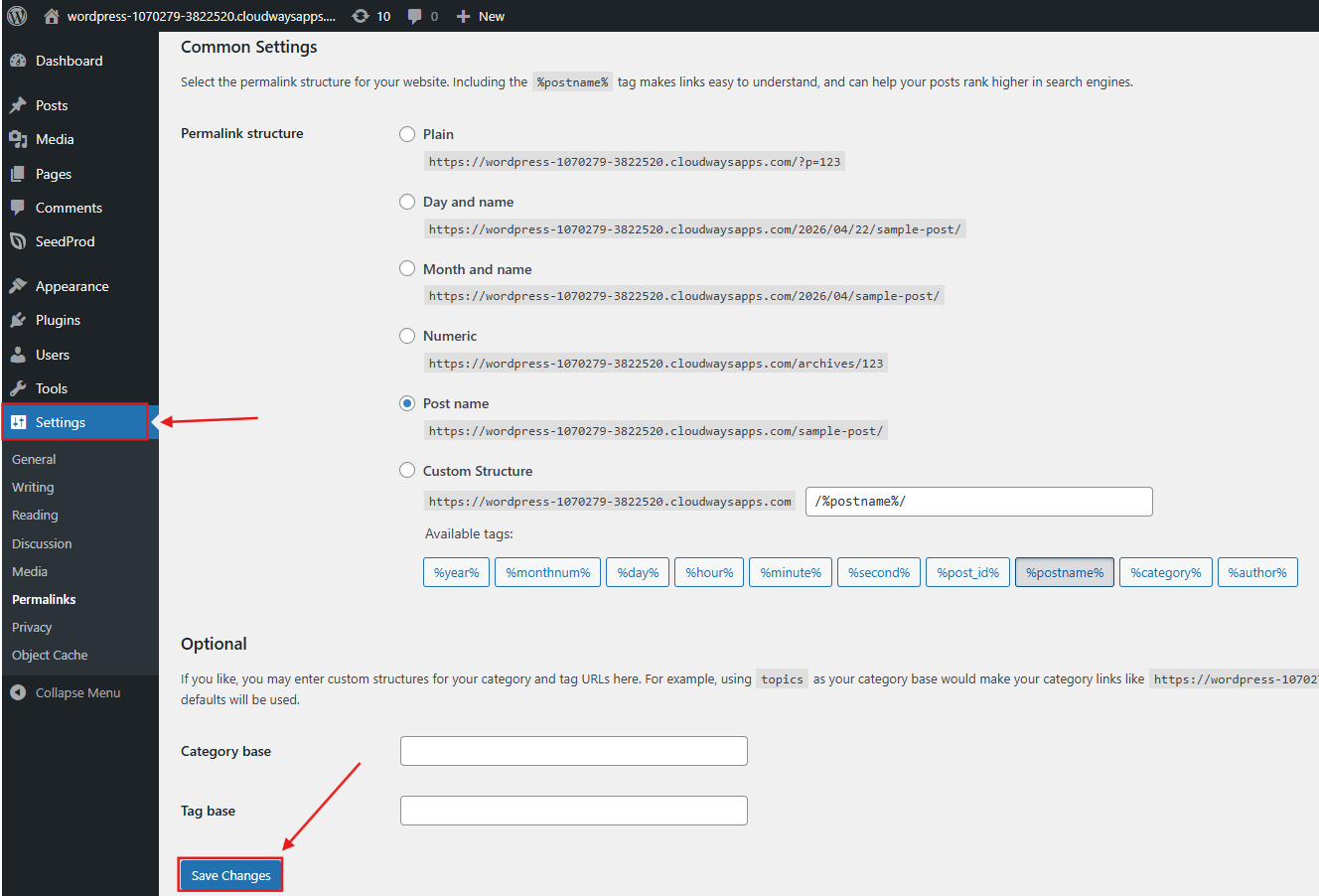 Update Common Setting in WordPress dashboard | The Official Cloudways Blog