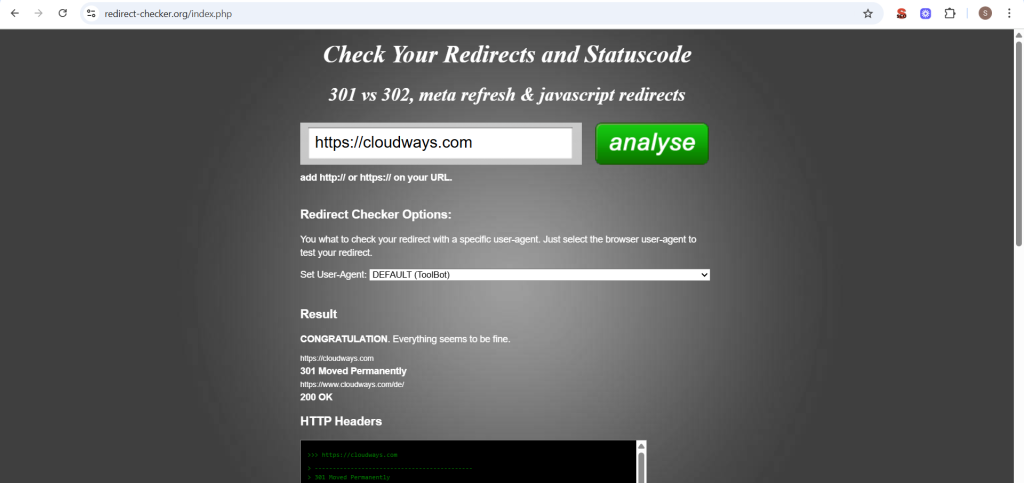 Use Online Redirect Checker Tools | The Official Cloudways Blog