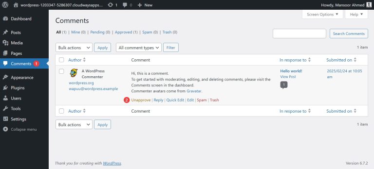 comments section interface with moderation tools