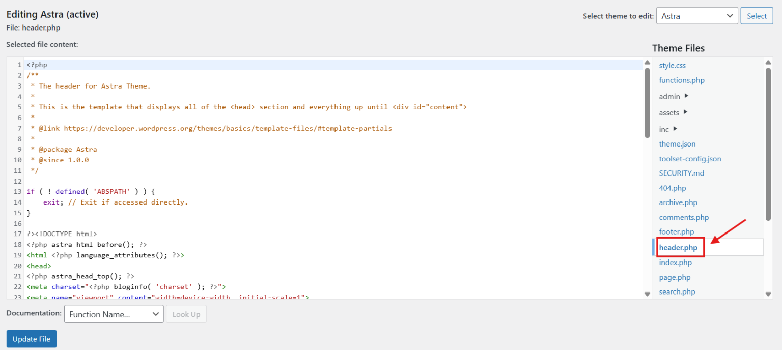 header file